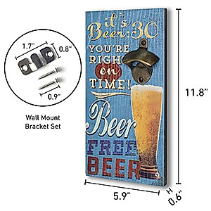 Activewhey Vintage Wooden Wall Mounted Bottle Opener, Best Unique Gifts for Beer Lovers, Dad, Husband, Boyfriend, Gift Ideas for Housewarming, Christmas, Father's Day, Blue