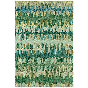 Dash and Albert Paint Chip Wool Area Rug - 4' x 6' Moss Graphic Hand Micro Hooked Accent Rug - Durable, High Traffic Areas Hallway, Living Room, Stairs