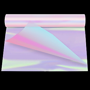 MAOUYWIEE 1 Roll Iridescent Cellophane Roll Iridescent Wrapping Paper Cellophane Wrap for Gift Baskets Iridescent Film Halloween Christmas DIY Wrapping Decoration Supplies (Pink,31.5 inchX50 Feet)