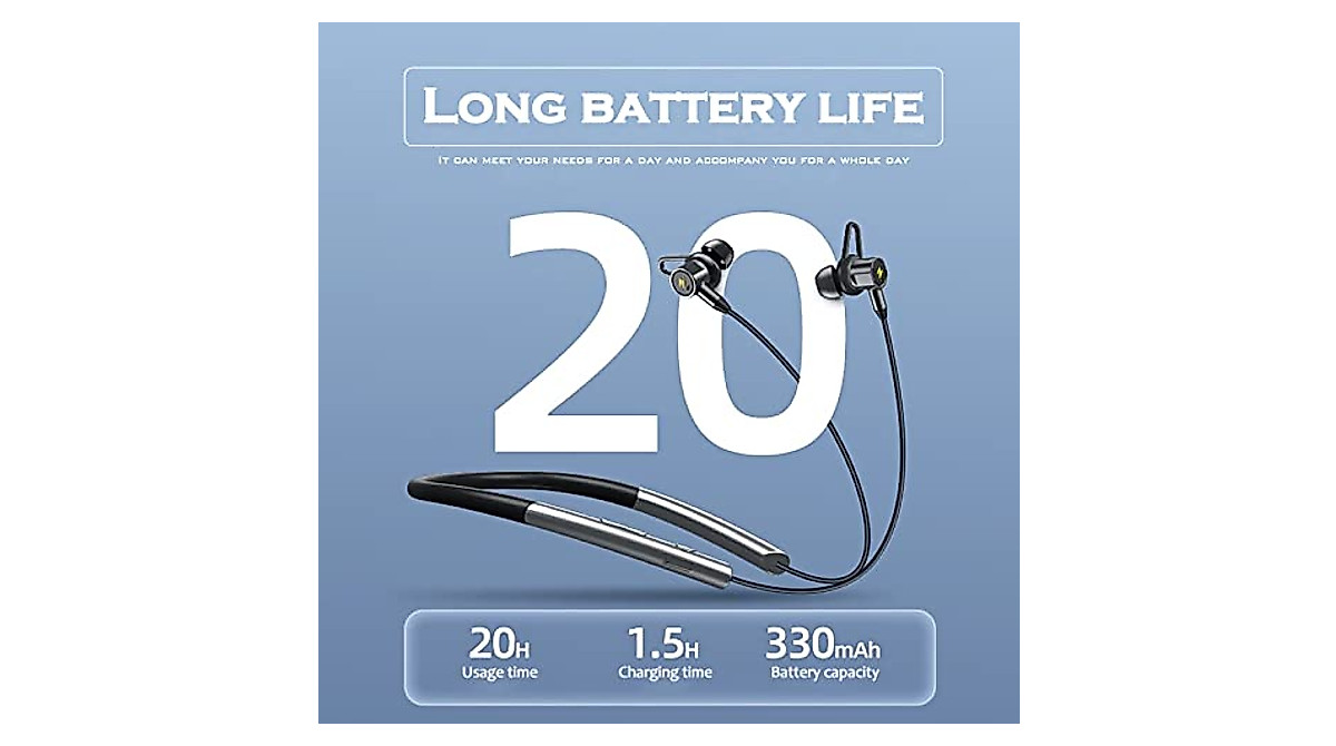 Wireless Bluetooth Neckband Headphones with ANC | Waterproof & Long Battery