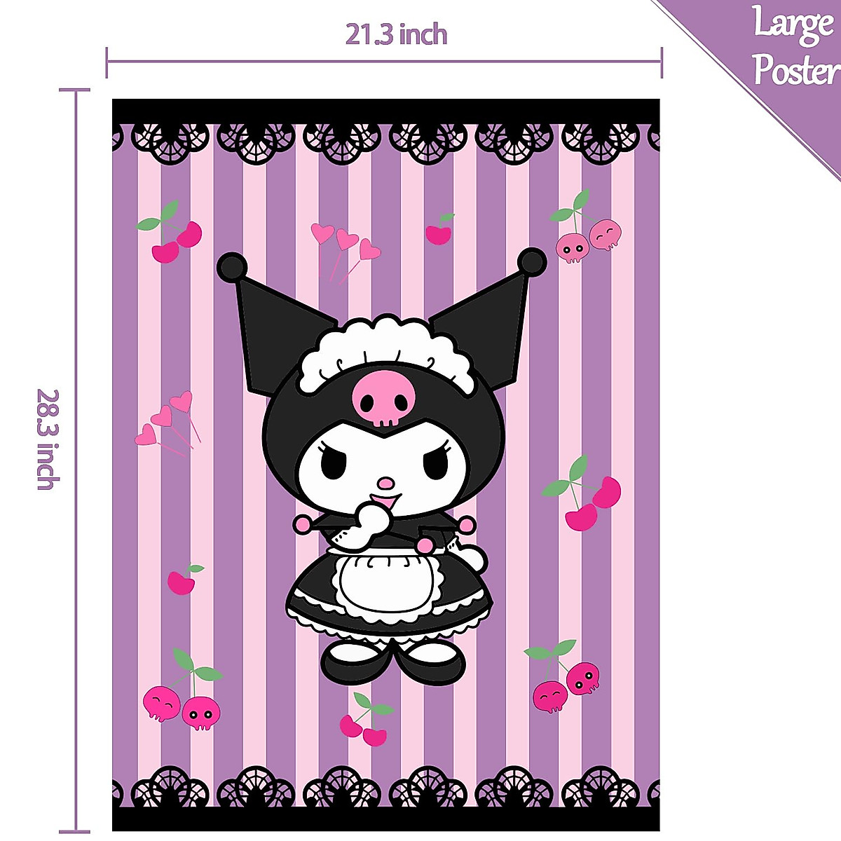 Kuromi Birthday Party Supplies, Kuromi Party Games for Boys Girls, Large Poster 24PCS Stickers for Kuromi Birthday Favors Decorations