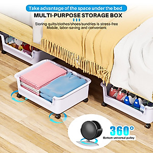 caktraie 2 Pack Under Bed Storage, Under Bed Toy Storage with Wheels, Multi-Purpose Under Bed Storage Carts for Bedroom, No Assembly Required Bedroom Storage Organizer for Toys, 15.5" L x 11.2" W