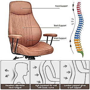 Giantex Ergonomic Office Chair, Suede Leather Office Chair, High Back Computer Desk Chair with Removable Padded Armrest for Executive Home Office, Executive Chair (Dark Brown)