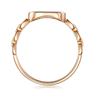 CHOW SANG SANG Delicate Gold 18K Rose Gold & Mother of Pearl Ring for Women and Girls 92504R (Our Size 13/ US 6)