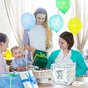 50 Pcs Elephant Diaper Raffle Tickets with Baby Shower Holder Box Baby Party Decorations Diaper Raffle Box Baby Shower Card Elephant Game Insert Card for Baby Boy Party Diaper Raffle Game Baby Shower