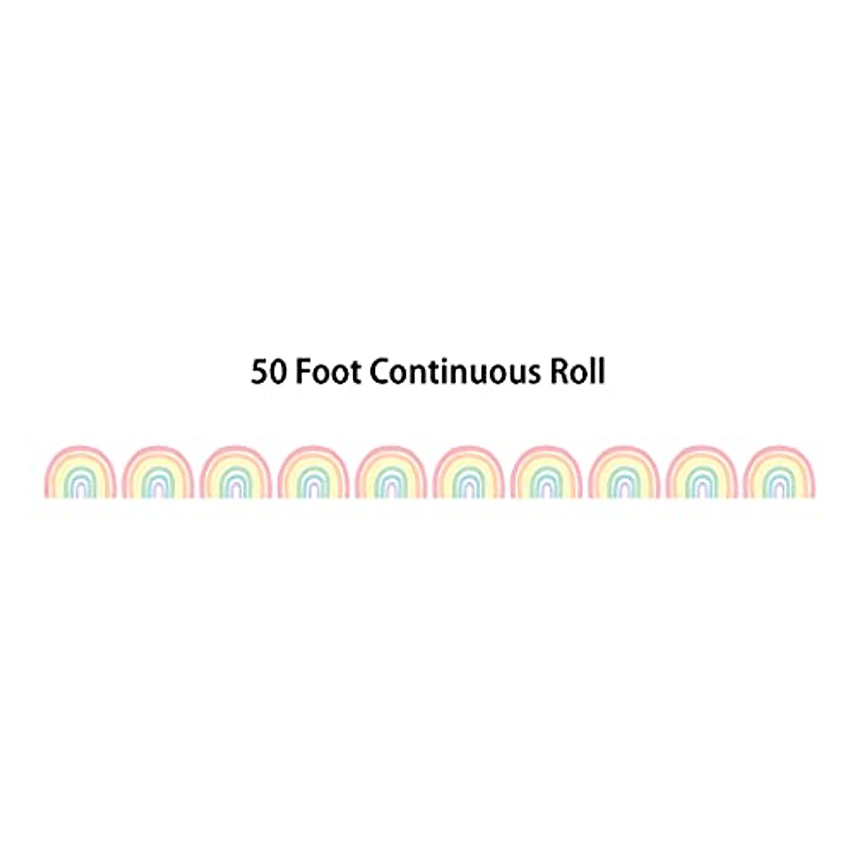 Teacher Created Resources Pastel Pop Rainbows Die-Cut Rolled Border Trim - 50ft - Decorate Bulletin Boards, Walls, Desks, Windows, Doors, Lockers, Schools, Classrooms, Homeschool & Offices
