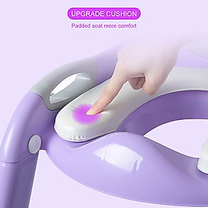 Potty Training Seat Ladder Girls,Toddlers Potty Training Toilet Seat Boys,Kids Potty Seat Potty Chair with Step Stool Fedicelly（Gray/Purple）