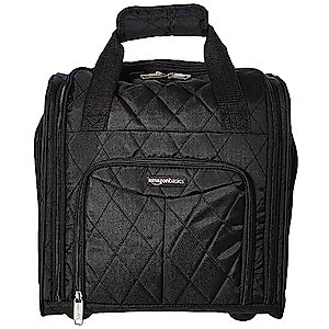 Amazon Basics Underseat Carry-On Rolling Travel Luggage Bag, 14 Inches, Black Quilted