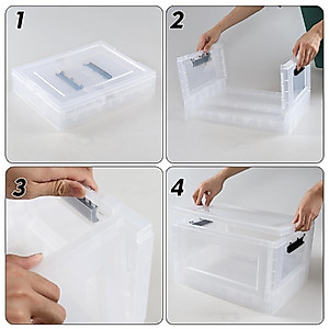 Bblina 4 Pack 30 Quart Clear Plastic Foldable Boxes, Collapsible Storage Bins with Lids