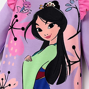 Disney Princess Rapunzel Ariel Belle Tiana Baby Girls Ruffle Long Sleeve Romper Newborn to Infant Purple 6-9 Months