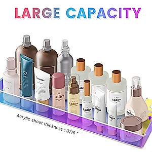 NiHome Iridescent Acrylic Floating Wall Shelves, 3-Pack Rainbow Display Shelves with Edges, 5mm Thick Heavy Duty Hanging Bookshelves for Home Office Wall Decoration