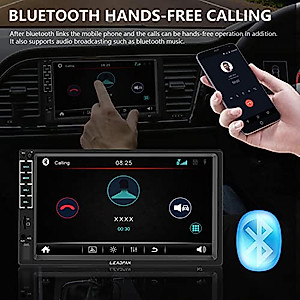 7" Car Stereo Double Din Touch Screen Car Radio Audio Receiver FM Radio Bluetooth Video Remote Control MP5/4/3 Player Android iPhone Mirror Link USB/SD/AUX Hands Free Calling with Camera