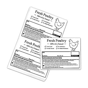 Poultry Freezer Labels,4x3 Inch with Safe Handling Instructions Exemption,50Pcs