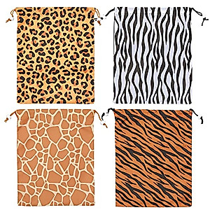 BLUE PANDA Drawstring Bags for Kids Birthday Safari Jungle Party (10x12 In, 12 Pack)