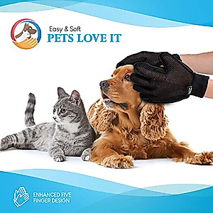 Pet Grooming Gloves (Both Hands) Pet Hair Remover - Gentle, Machine Washable - Deshedding Brush Glove, Cat Brush, Dog Brush, Horse Brush, for Long Hair, Short Hair - Dog Grooming by CleanHouse Pets