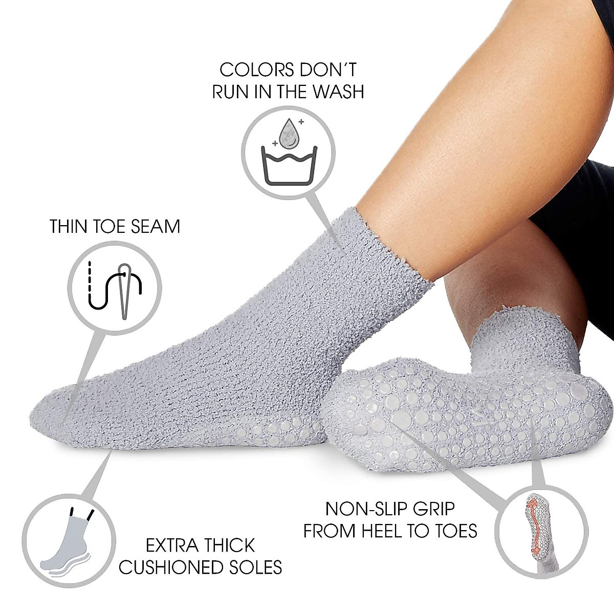 LA ACTIVE Non Slip Yoga Grip Socks - Barre Ballet Pilates Athletic Socks for Men and Women