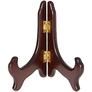 Bard's Hinged Dark Wood Plate Stand, 5" H x 5.75" W x 3.75" D (For 5" - 7.5" Plates)