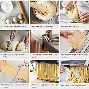 Pasta Machine, ISILER 9 Adjustable Thickness Settings Pasta Maker, 150 Roller Noodles Maker with Aluminum Alloy Rollers and Cutter for Pasta, Spaghetti, Fettuccini, Lasagna