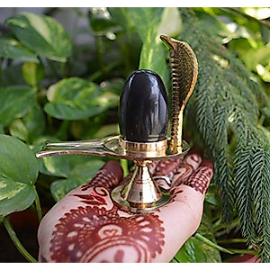 2.25" Shiva Ling with 3.5" Sheshnaag Jalaheri Brass (Narmadeshwar)~I-4898