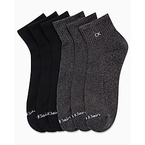 Calvin Klein Men's Socks - Cushioned Above Ankle Athletic Mini-Crew Socks (6 Pack), Size 7-12, GreyBlack