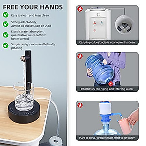 Water Dispenser Countertop, Smart Table Water Dispenser Water Pump Electric for 1 2 3 4 5-Gallon Bottle, Portable Electric Pump, Cold Water Dispenser, Bottles