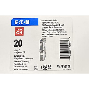 Eaton 20 amps Arc Fault/Ground Fault Single Pole Circuit Breaker