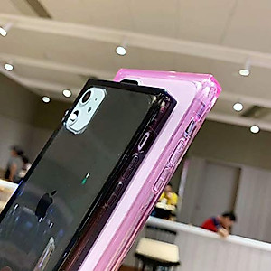 Tzomsze iPhone 11 Square Case Transparent, iPhone 11 Clear Case Reinforced Corners TPU Cushion，Crystal Clear Slim Cover Shock Absorption TPU Silicone Shell for iPhone 11 6.1 inch (2019)-Pink