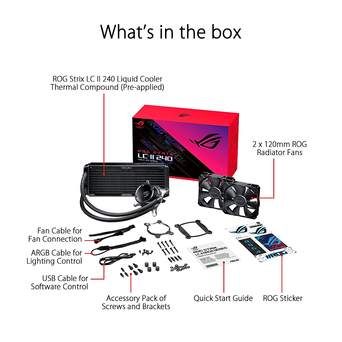 ASUS ROG Strix LC II 240 All-in-one AIO Liquid CPU Cooler 240mm Radiator, Intel LGA1700, 115x/2066 and AMD AM4/TR4 Support,2x120mm 4-pin PWM Fans