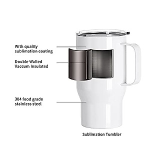 PYD Life Sublimation Tumblers Blanks 18 OZ White Coffee Travel Car Stainless Steel Kids Tumbler with Leakproof Lid and Handle, Sublimation Mugs for Cricut Mug Press and Tumbler Heat Press Print 4 Pack