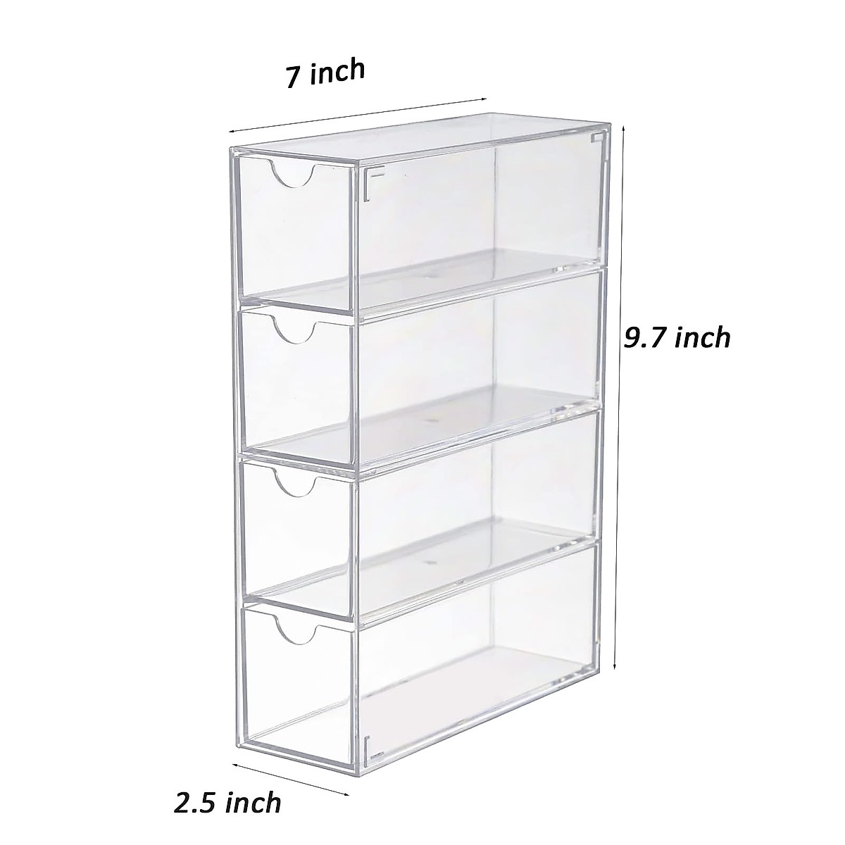 Kenpal Sunglasses Organizer for Multiple Pairs, Acrylic Stackable Glasses Holder with 4 Drawers, Transparent Eyeglass Case (1)