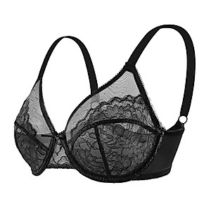HSIA Minimizer Bras for Women Full Coverage Underwire Bras Plus Size,Lifting Lace Bra for Heavy Breast 40DDD Black