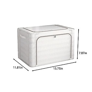 BIERELAOZI Clothes Storage Bins Foldable Metal Frame Storage Box 24L Stackable Container Organizer Set with Clear Window Clothes Organizer Boxes Storage Containers For Bedding Linen Clothes (Grey)