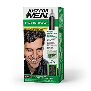 Just For Men Shampoo-In Color (Formerly Original Formula), Mens Hair Color with Keratin and Vitamin E for Stronger Hair - Deep Dark Brown, H-46, Pack of 1