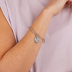 Alex and Ani Path of Symbols Expandable Bangle for Women, Anchor Charm, Rafaelian Silver Finish, 2 to 3.5 in