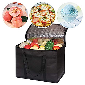 4 Pack XL Insulated Reusable Grocery Bags with Sturdy Zipper Reinforced Bottom & Handles, Foldable Washable Heavy Duty Cooler Totes for Hot or Cold Food Delivery, Groceries, Travel, Shopping