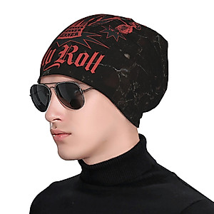 YEACITY Jelly Music Roll Beanie Hat Adult Skull Cap Warm Slouchy Knit Hat Headwear Head Wrap Cap for Men Women Black