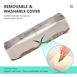 xigua Highland Cattle Neck Roll Pillow for Neck Relief with Removable Washable Cover - Memory Foam Round Cylinder Bolster, Ergonomically Designed for Head, Neck, Back, and Legs