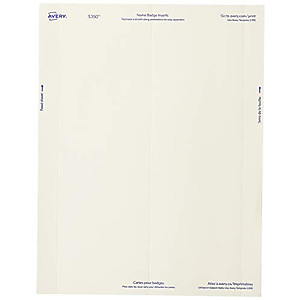 Avery Name Badge Inserts, Print or Write, 2-1/4 Inch x 3-1/2 Inch, 400 Card Stock Refills (5390), White