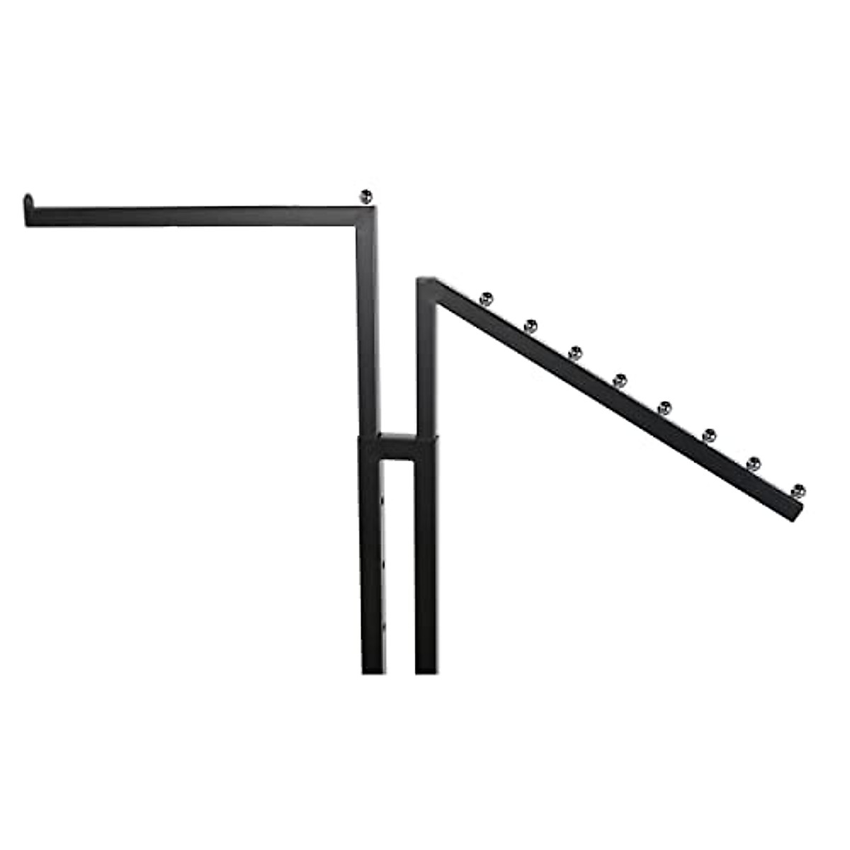 Clothing Rack - Black 2-Way - Straight & Slanted Arms with Black Matte and Chrome Accents - Adjustable from 48" to 72" - Use for Retail, Restaurants, and Home Storage