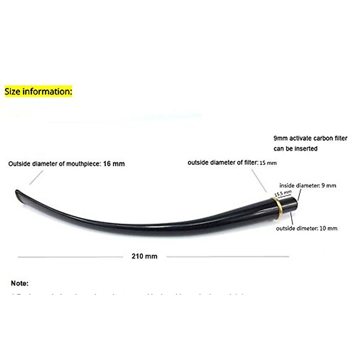 Acrylic Tobacco Pipe Mouthpiece Long Stem 9 mm Activate Carbon Filter Reading Smoking Pipe Mouthpiece