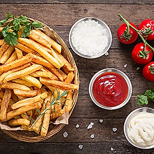 Amytalk 8 Pack 3.2inch Stainless Steel Sauce Dishes Mini Individual Saucers Bowl Round Seasoning Dishes Sushi Dipping Bowl Appetizer Plates, Sliver