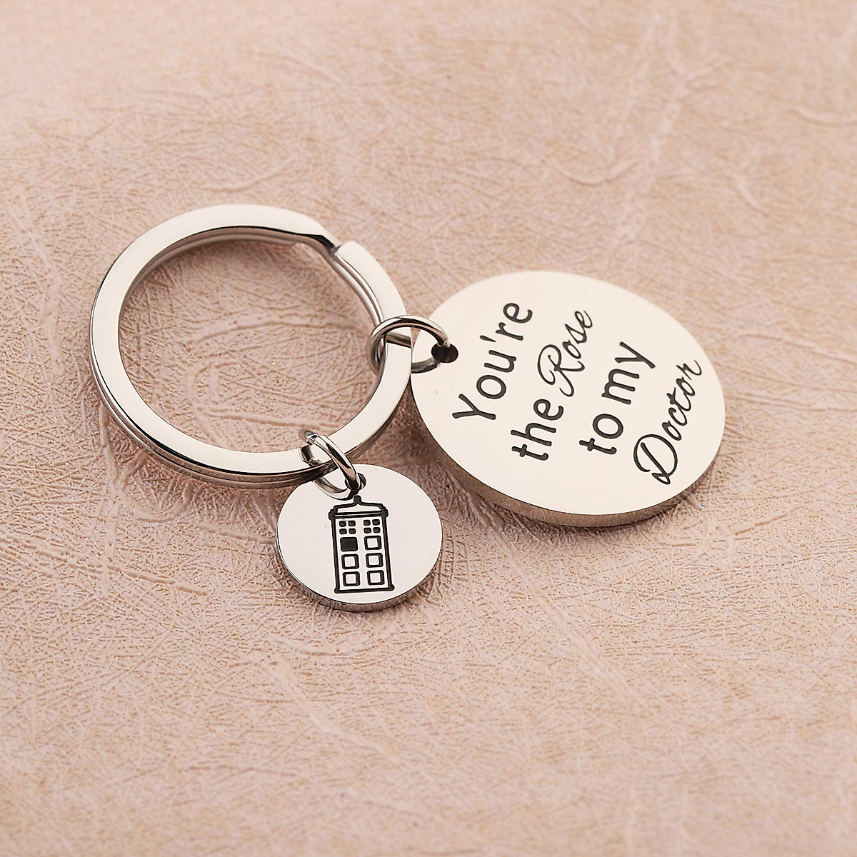 BAUNA Movie Inspired Keychain with Police Box Charm You're the Doctor to my Rose Couple Gift Keychain Set for 2