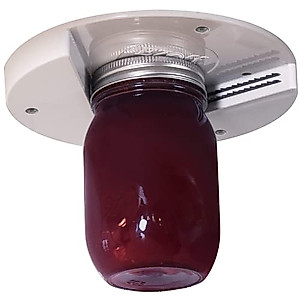 EZ Off Jar Opener for Weak Hands - Under Cabinet, Easy Grip, One Handed Jar & Bottle Opener - Removes Tight Jar Lid for Seniors with Arthritis - Essential Kitchen Gadgets for Home Assistance - White