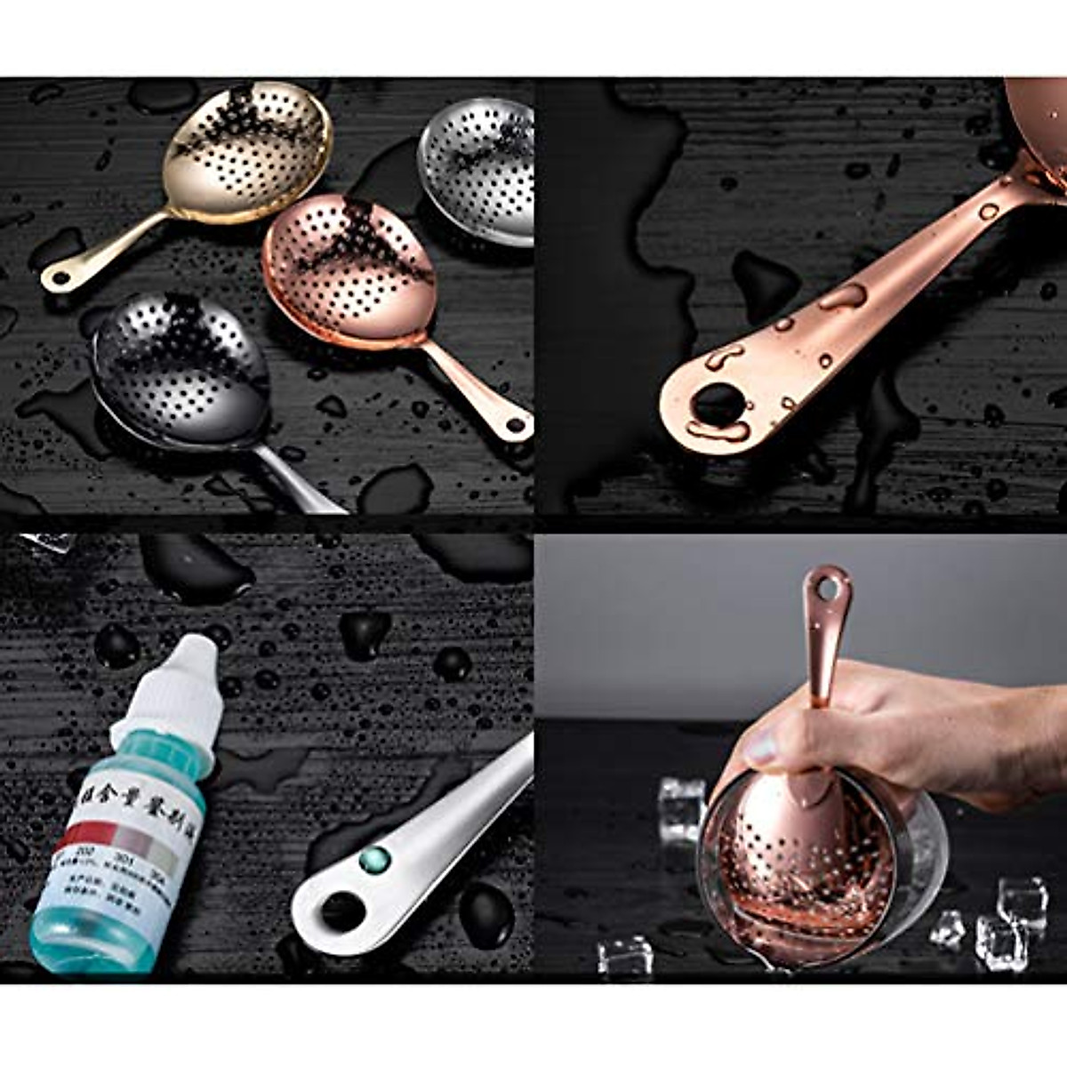 UPKOCH Stainless Steel Julep Strainer Cocktail Strainer Stainless Steel Cocktail Strainer Filter Bar Drink Strainer Utensil for Bartenders and Mixologists (Black)
