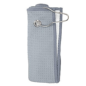 01 02 015 Soft Towel, Slender Soft Practical Cleaning Club Towel with Hook for Wipe Your Hands and Sweat for Women for Wipe Clubs for Men(Grey)