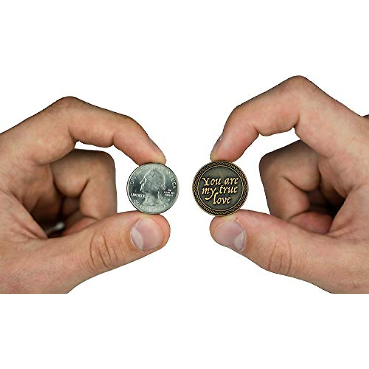 Romantic Love Expression Antique Gold Plated Pocket Coin for Date Night, You are My True Love, & The Best Thing That Ever Happened to Me, Love Gift for Men & Women, from Him or Her
