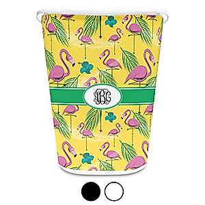RNK Shops Pink Flamingo Waste Basket - Single Sided (Black) (Personalized)