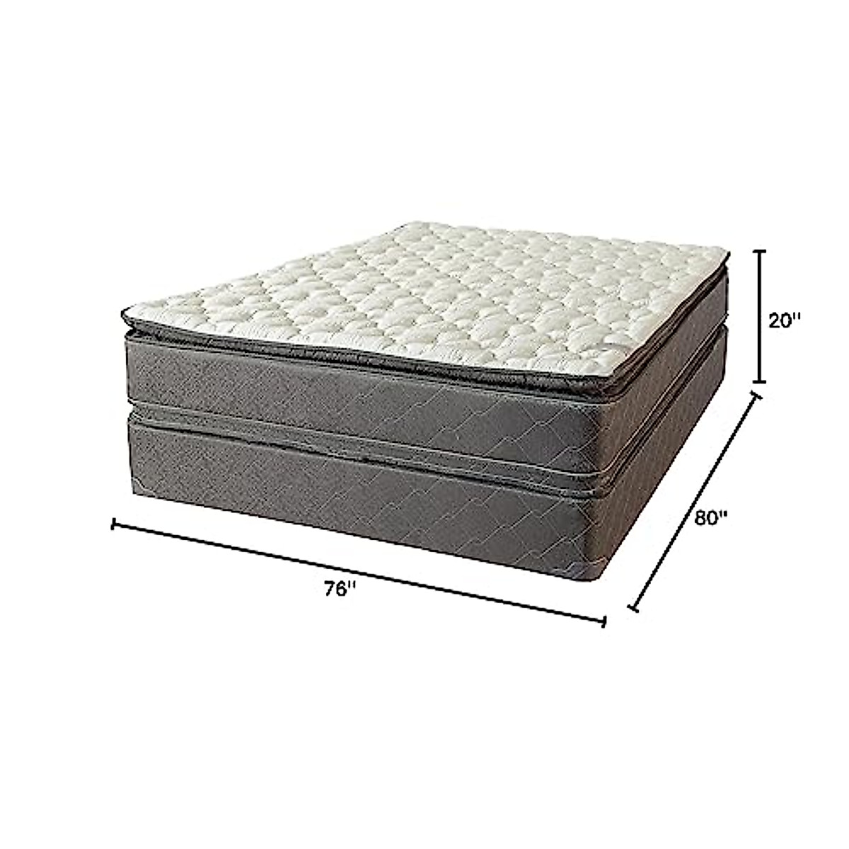 Nutan, 12-Inch Double Sided Foam Encased Double Pillow Top Medium Plush with Exceptional Back Support Mattress & 8" Wood Box Spring Set, King