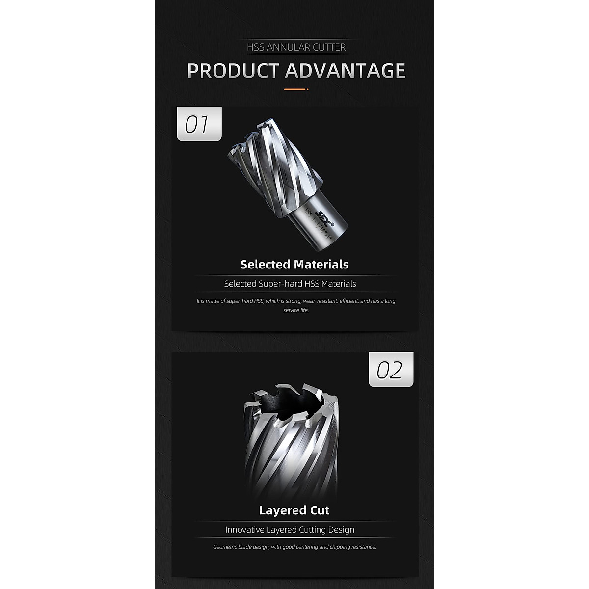 LYXC M2AL HSS Annular Cutter Set 10pcs 3/4'' Weldon Shank 1'' Cutting Depth 7/16" Cutting Diameter for Mag Drill Press