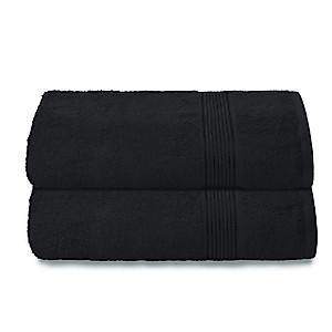 Belizzi Home Cotton 2 Pack Oversized Bath Towel Set 28x55 inches, Large Bath Towels, Ultra Absorbant Compact Quickdry & Lightweight Towel, Ideal for Gym Travel Camp Pool - Black